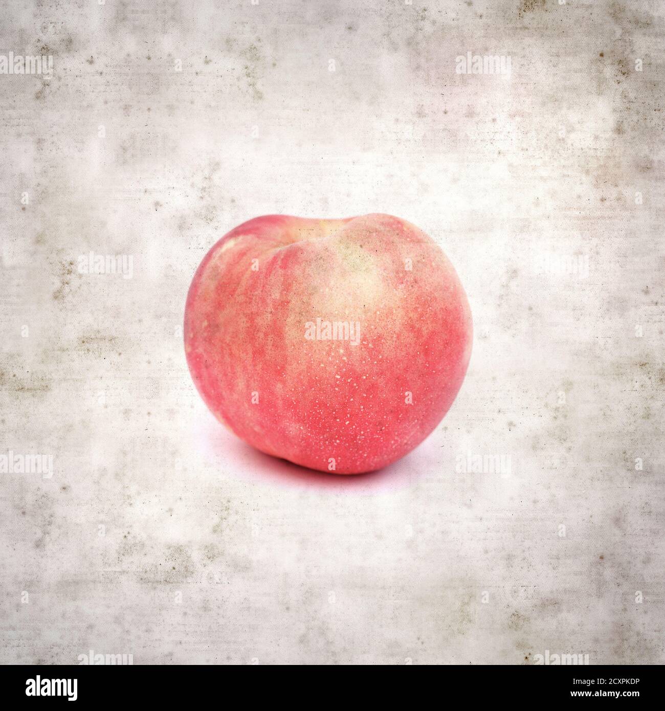 Textured old paper background, square, with red round ripe peach Stock ...