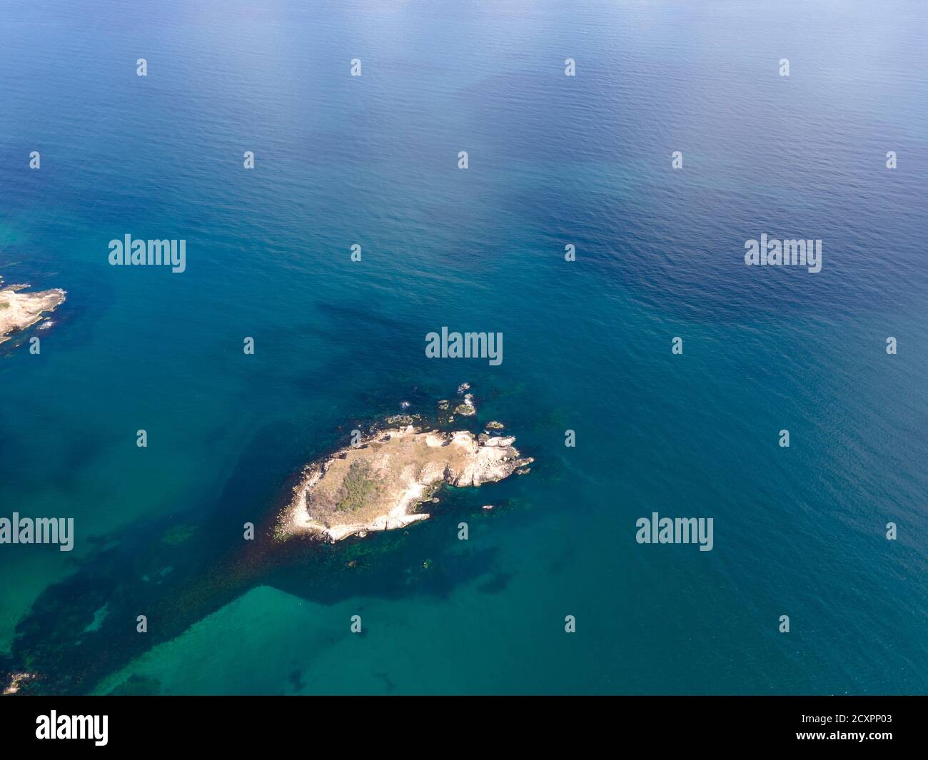 Aerial view of Snake Island at Arkutino region, Burgas Region, Bulgaria ...
