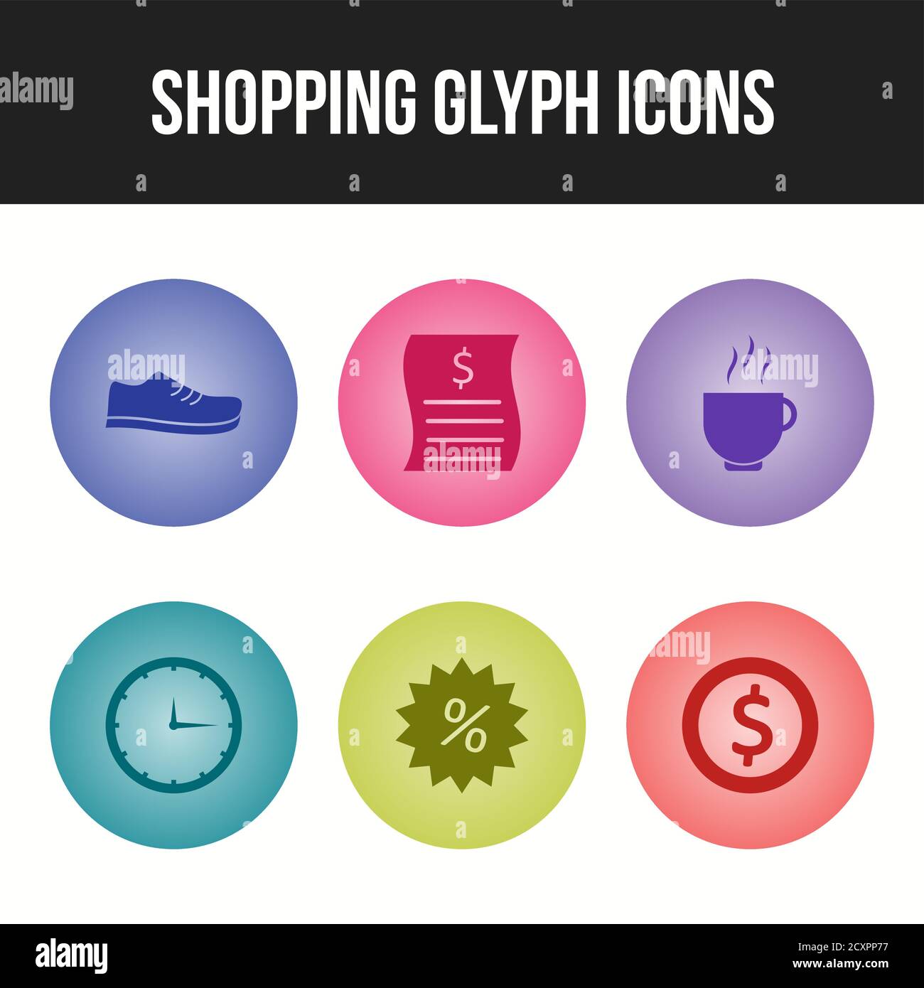 Beautiful six shopping & business glyph icon set Stock Vector Image ...