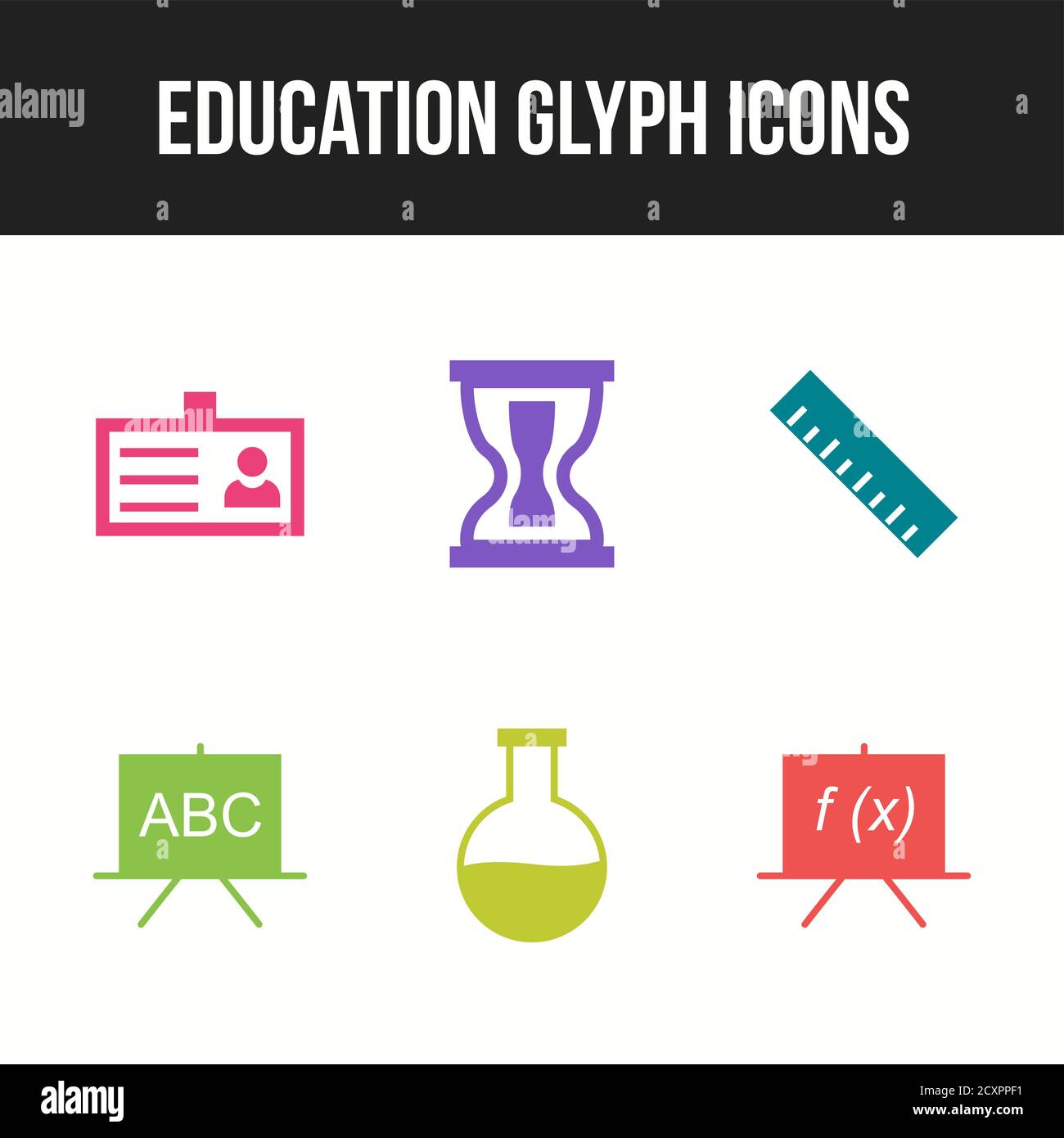 Beautiful Six Education & Schooling glyph Icon set Stock Vector Image ...
