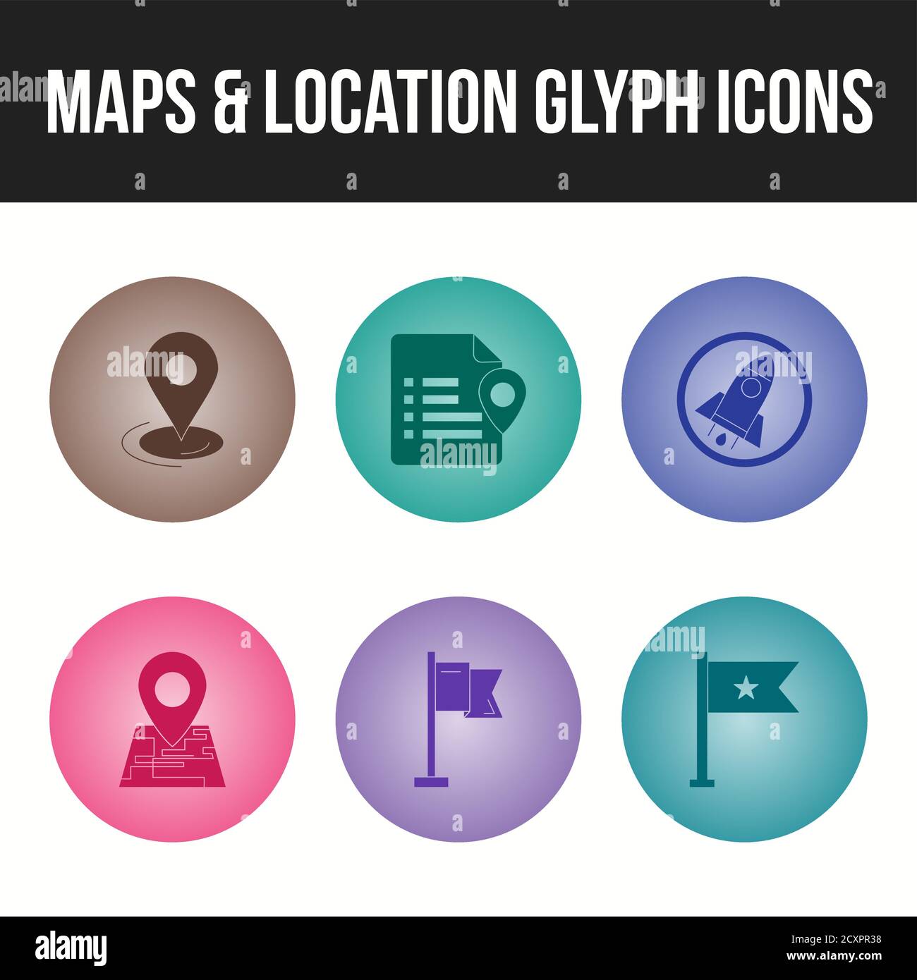 Unique icon set of maps & location glyph icons Stock Vector Image & Art ...