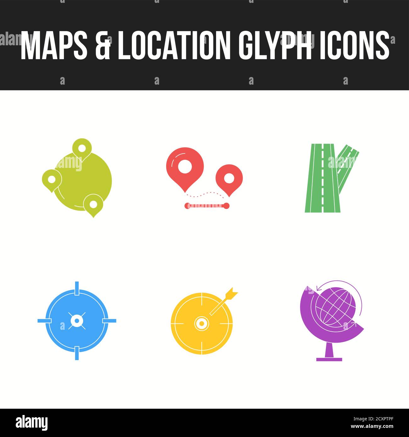 Unique icon set of maps & location glyph icons Stock Vector Image & Art ...