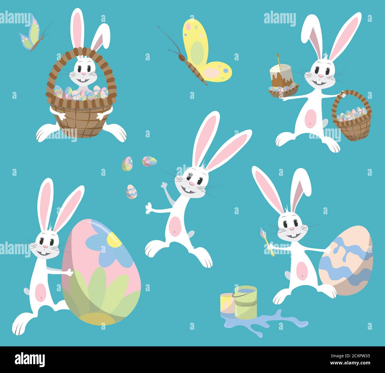 Cartoon funny bunny painting egg hi-res stock photography and images ...