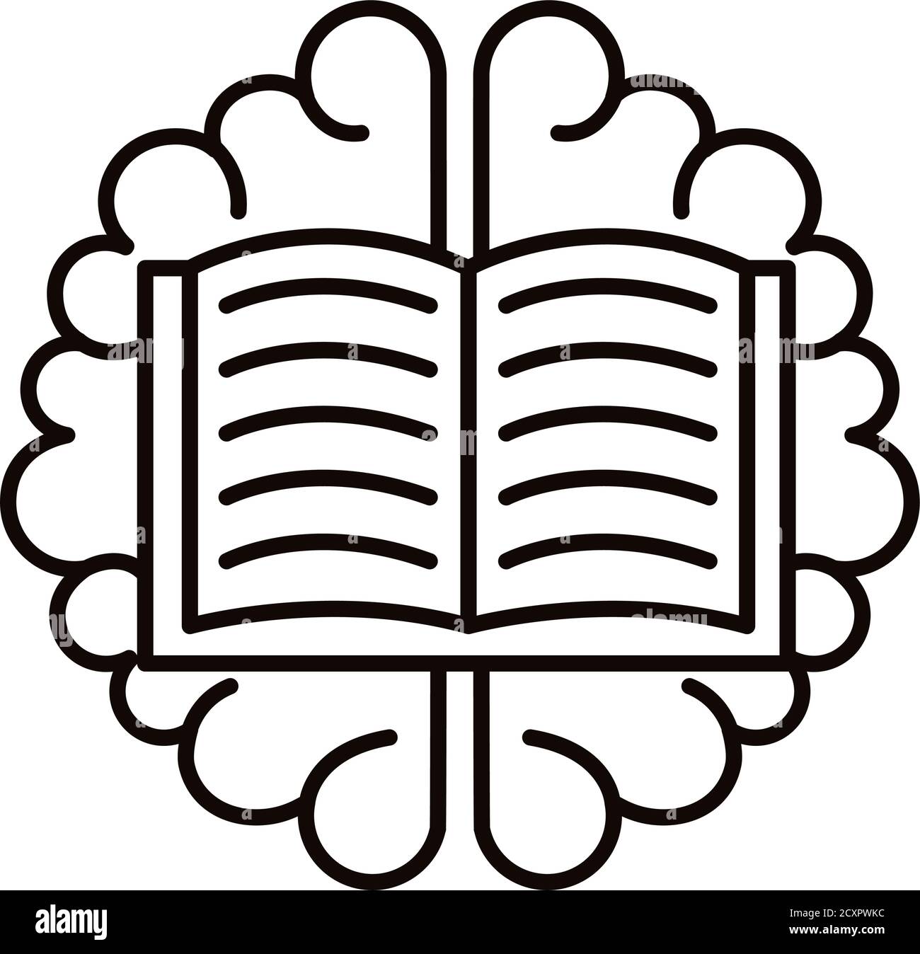 brain human with book line style icon vector illustration design Stock ...