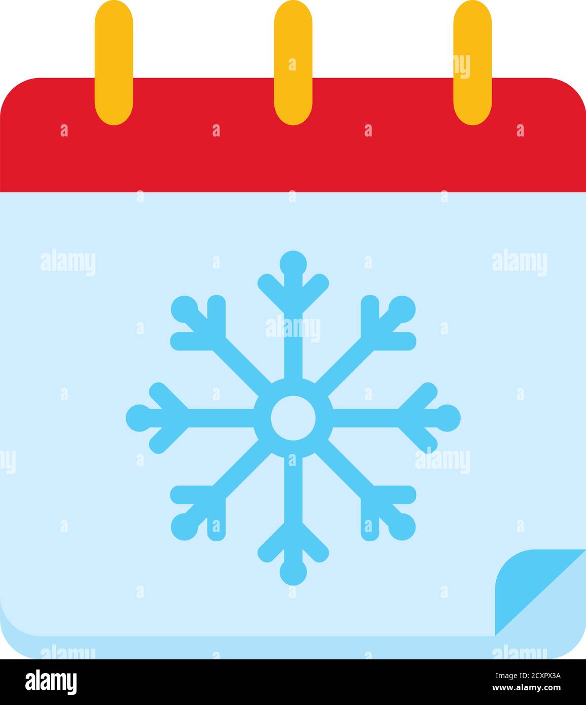 calendar with snowflake icon over white background, flat style, vector ...