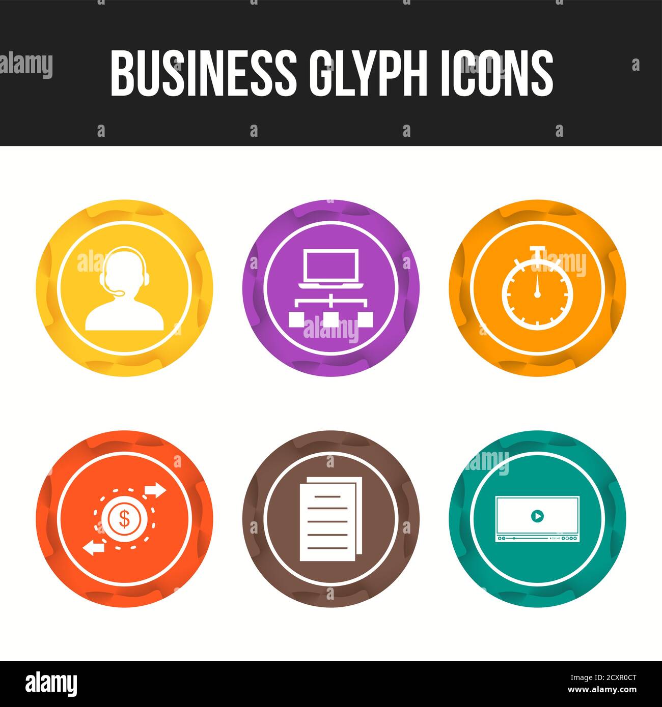 6 Beautiful Business Glyph vector icon set Stock Vector Image & Art - Alamy