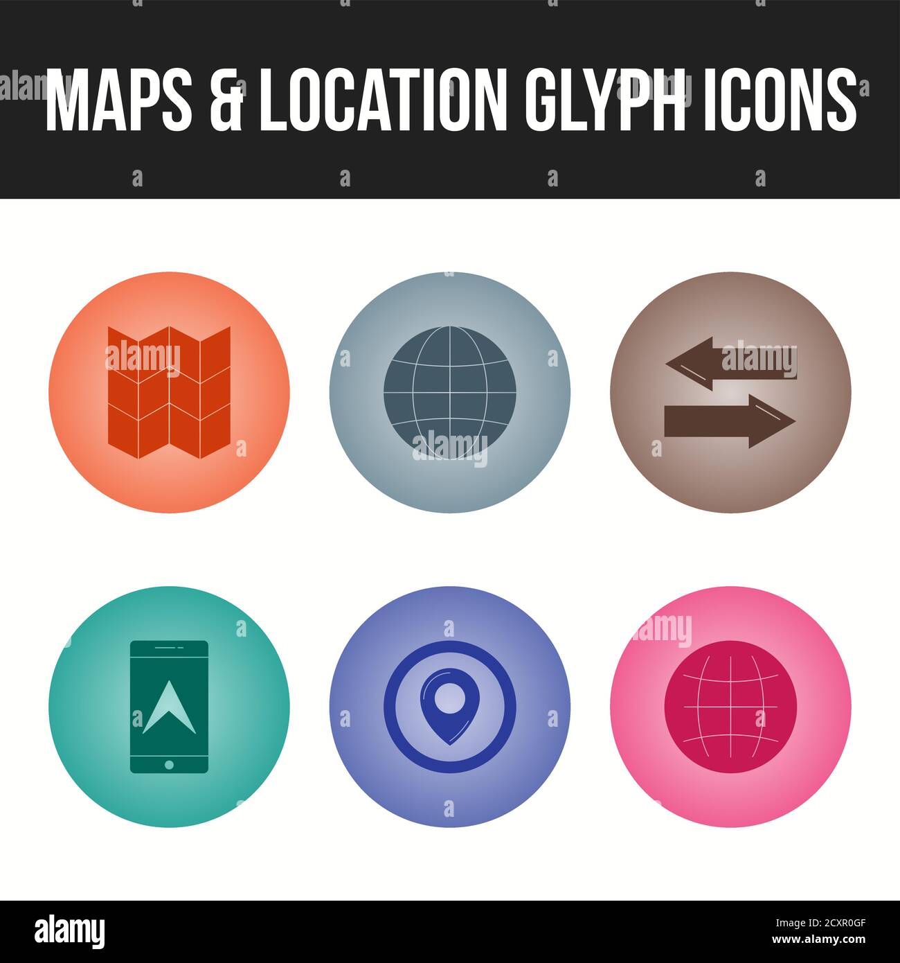 Unique set of maps & location 6 glyph icons Stock Vector Image & Art ...