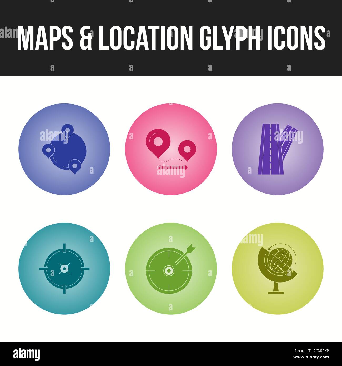 Unique icon set of maps & location glyph icons Stock Vector Image & Art ...