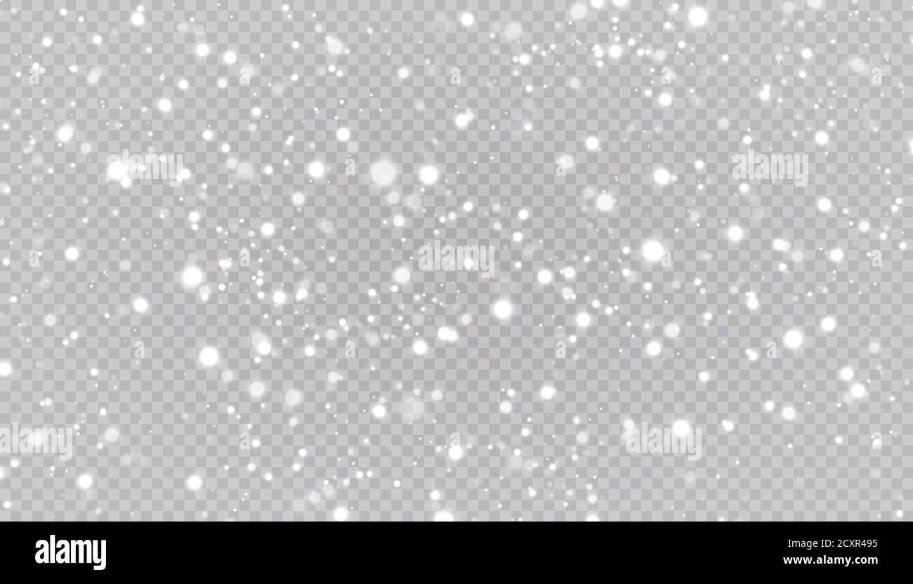 White snow flies on a transparent background. Christmas snowflakes ...