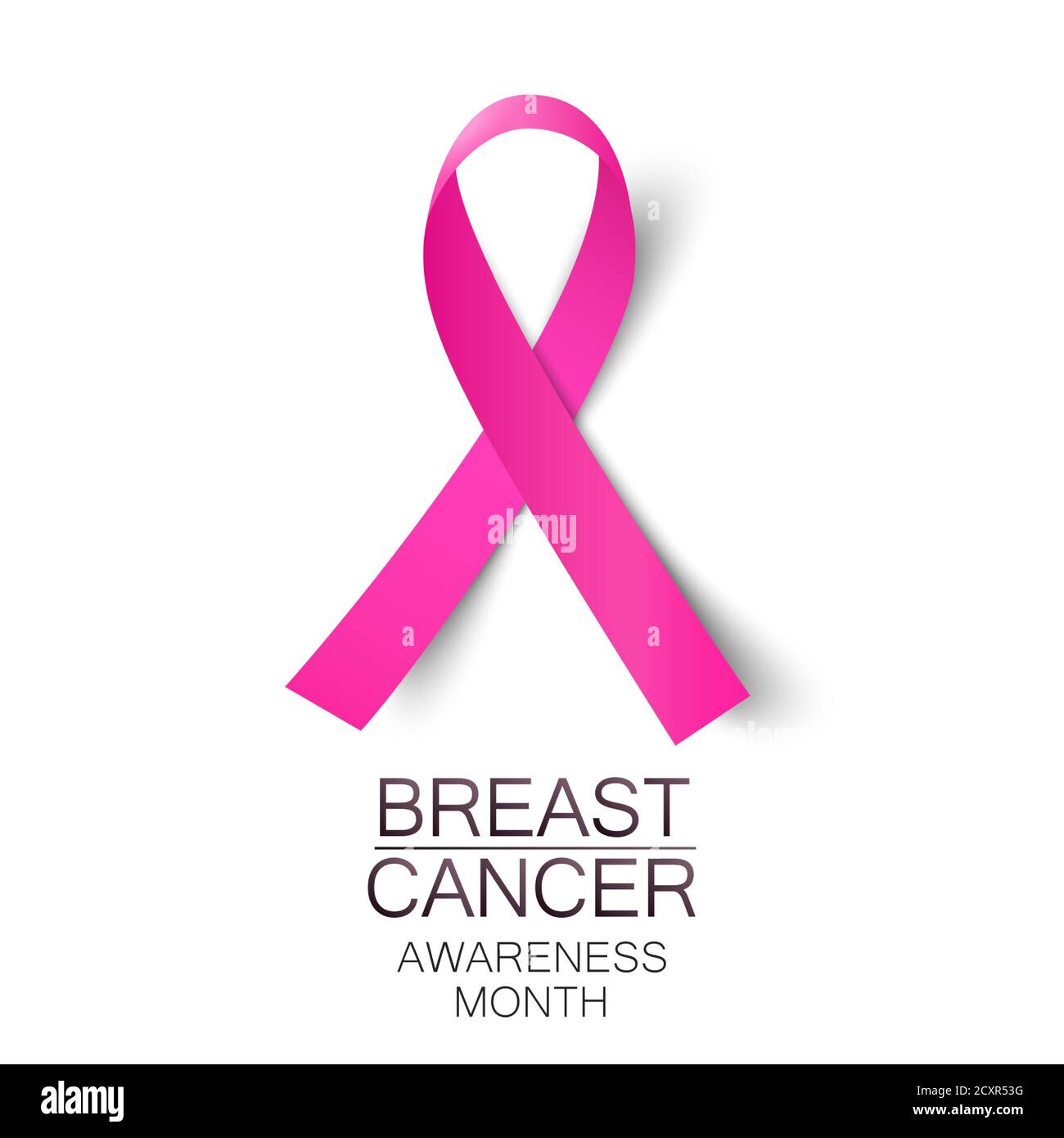 Realistic Pink Ribbon With Shadow Isolated On White Symbol Of World