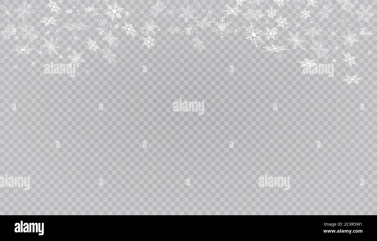 White snow flies on a transparent background. Christmas snowflakes ...