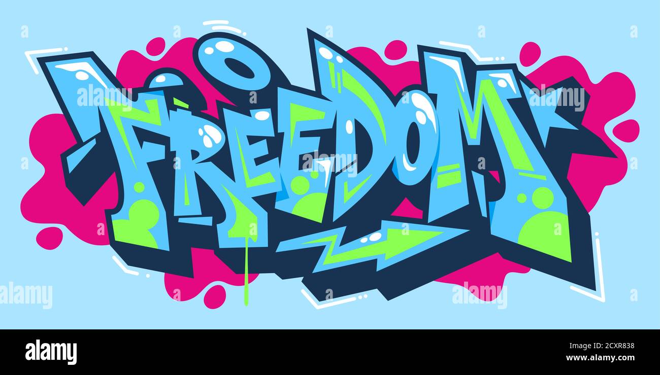 Abstract Word Freedom Graffiti Style Font Lettering Vector Illustration ...