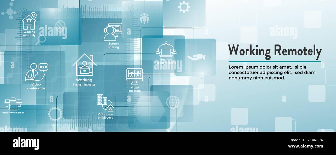 Remote work icon set & web header banner Stock Vector Image & Art - Alamy