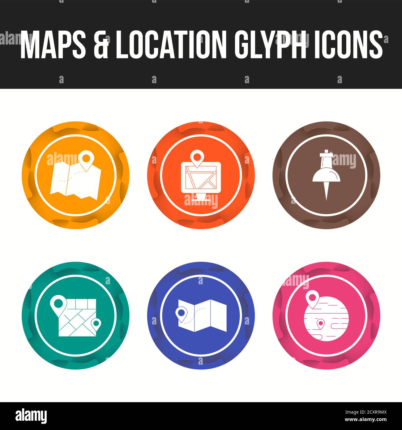 Unique set of maps & location 6 glyph icons Stock Vector Image & Art ...