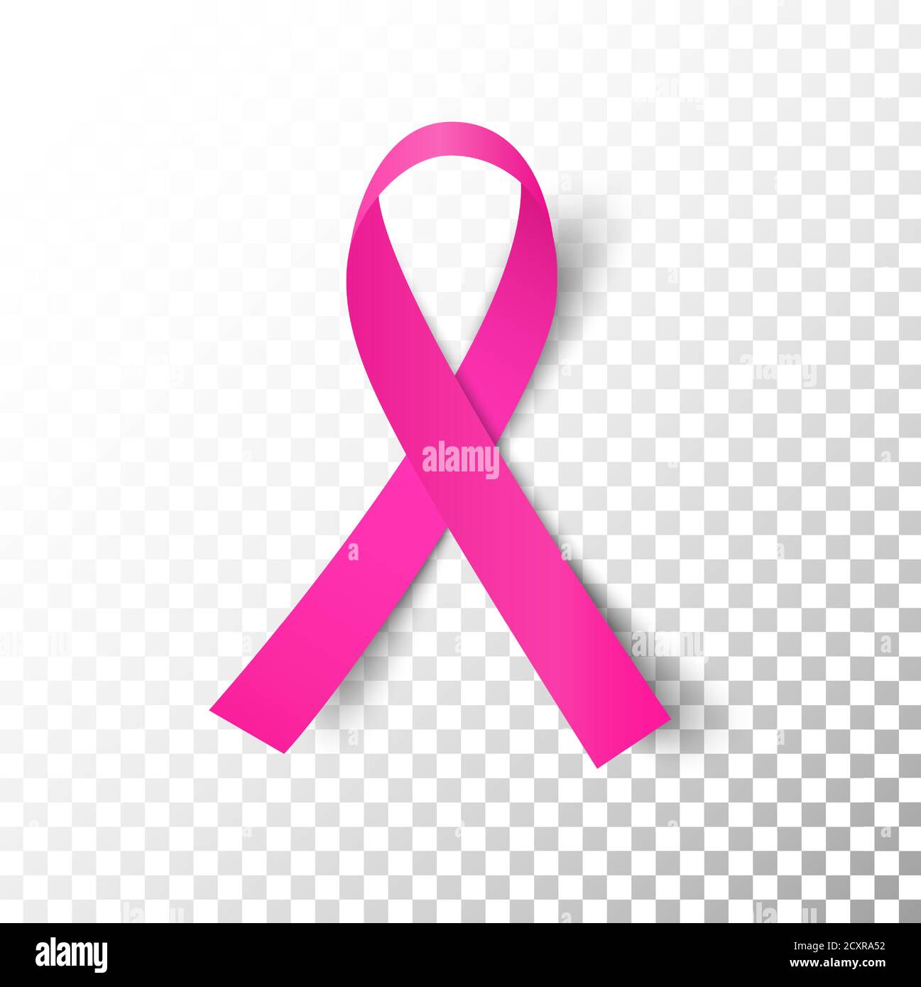 Realistic pink ribbon with shadow isolated over transparent background ...