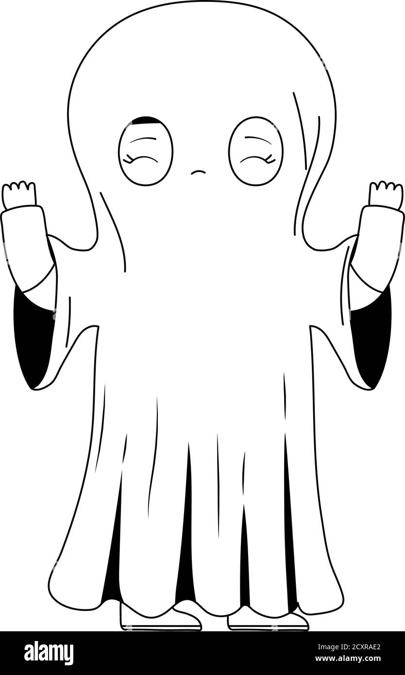 happy halloween, boy ghost costume cartoon character isolated design ...
