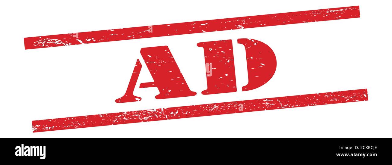 AD text on red grungy vintage rubber stamp Stock Photo - Alamy