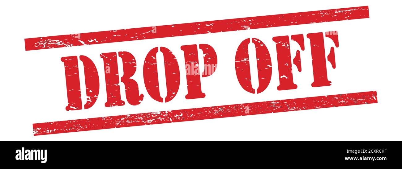 DROP OFF text on red grungy vintage rubber stamp Stock Photo - Alamy