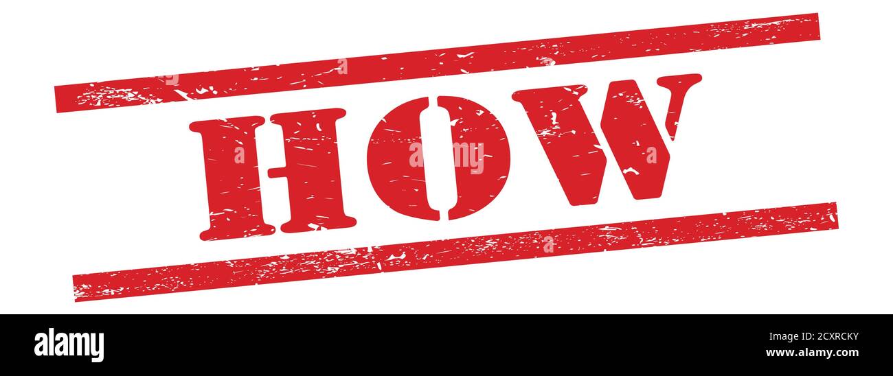 HOW text on red grungy vintage rubber stamp Stock Photo - Alamy