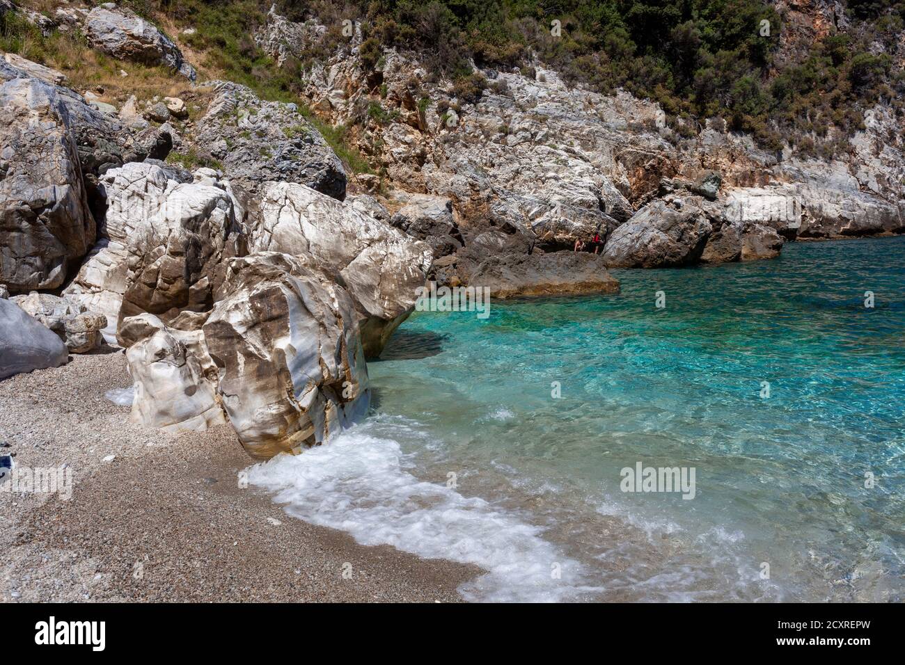 Beaches of Greece, rocky corner at Fakistra beach, Volos district ...