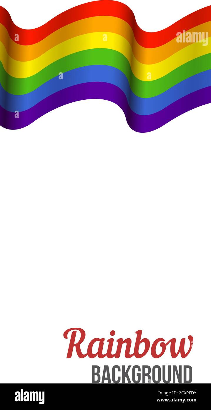 Waving Rainbow flag on white background. Rainbow LGBT flag vector ...