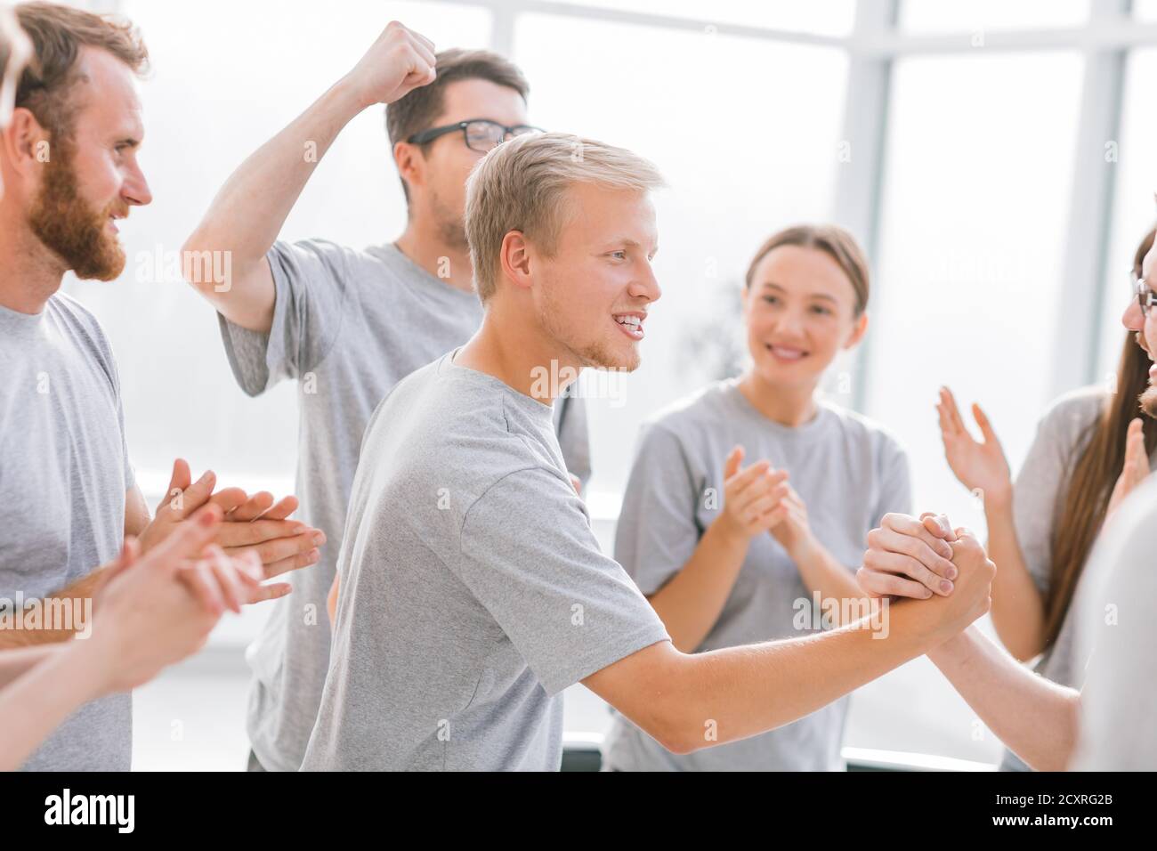 group of happy students applauding the contestants Stock Photo - Alamy