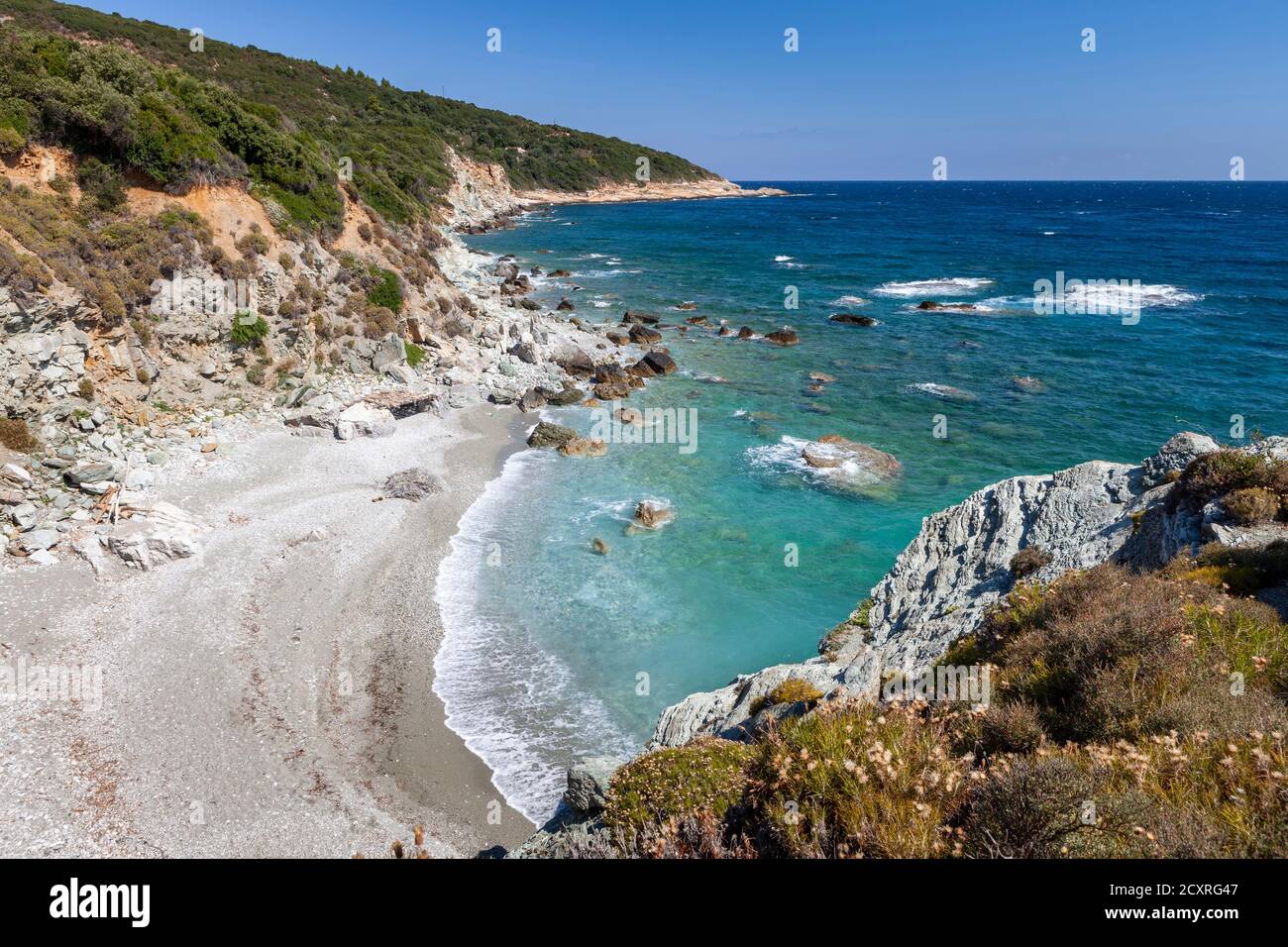 Beaches of Greece, Mourtias beach from above, sea landscape at sunny ...