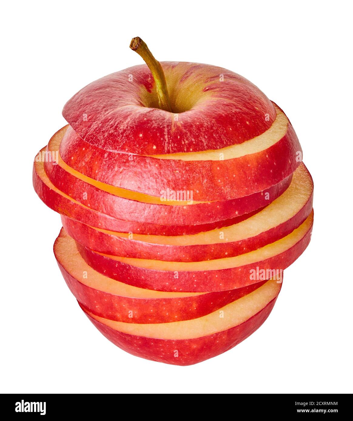 red apples slice on a white isolated background with clipping patch ...