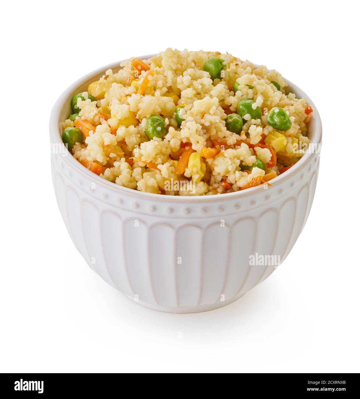 boiled couscous with clipping path, white isolated background Stock ...
