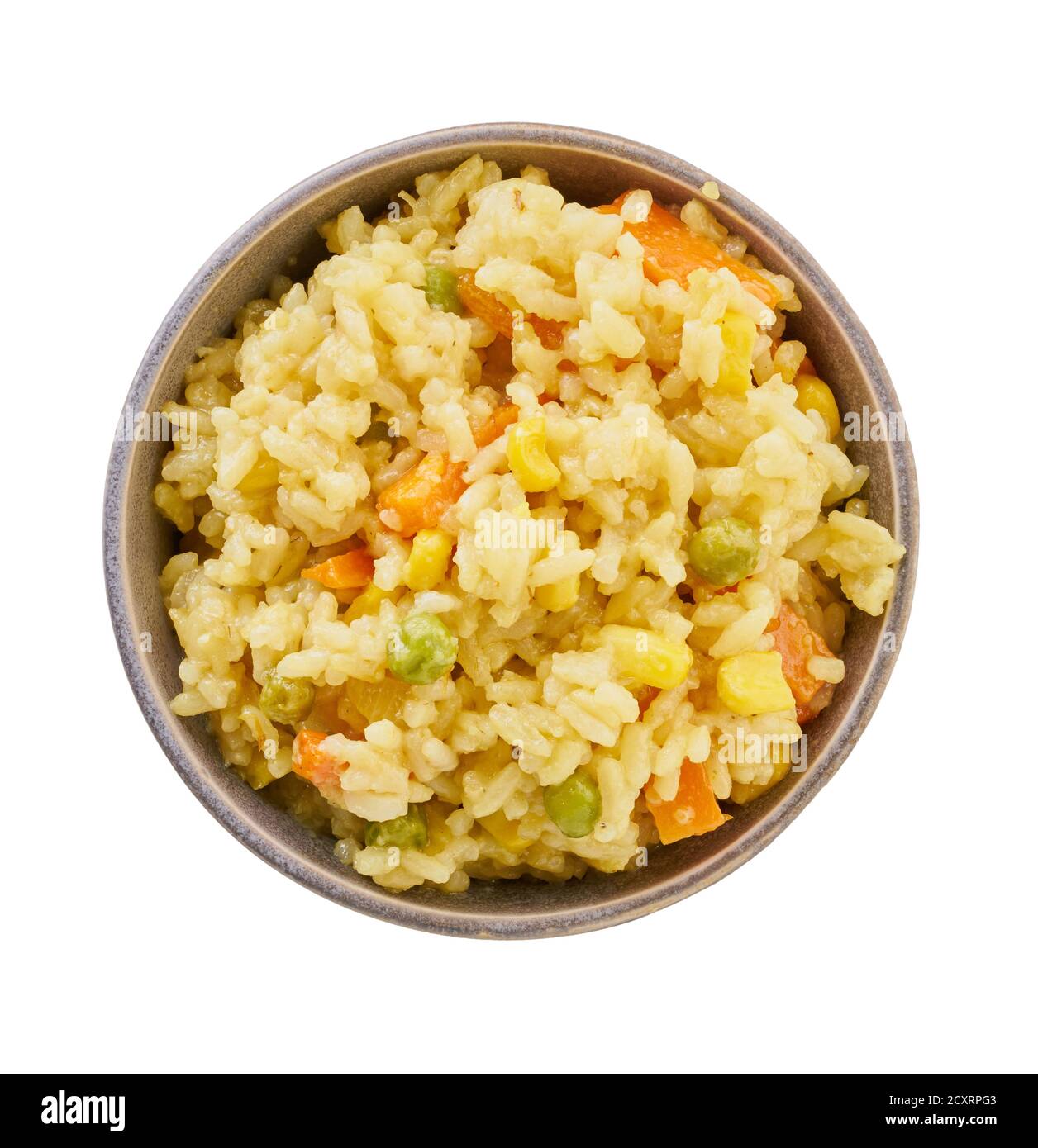 boiled bulgur in bowl with clipping path, white isolated background ...
