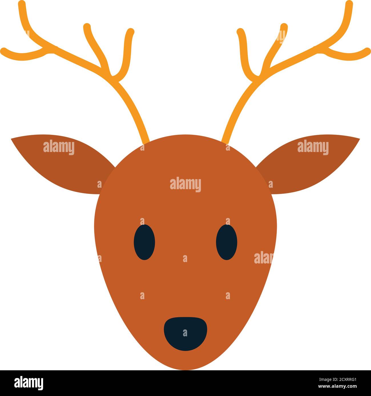 cartoon deer head icon over white background, flat style, vector ...