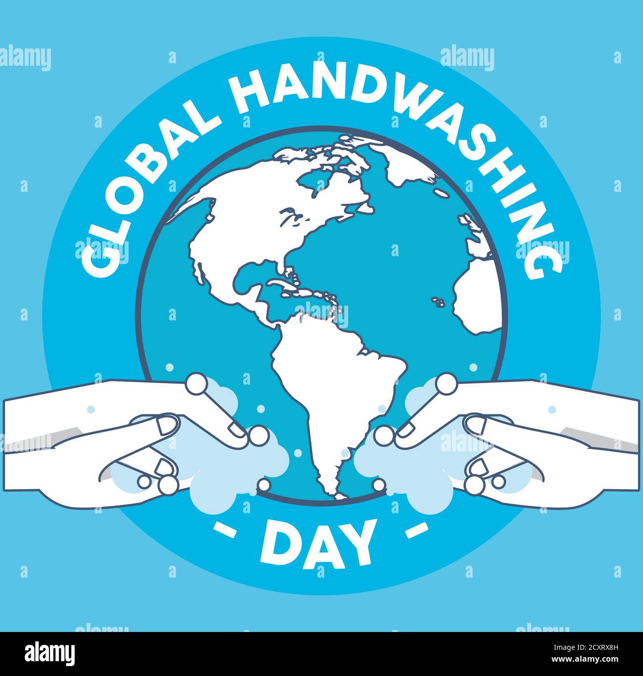 global handwashing day lettering with hands washing and earth planet ...