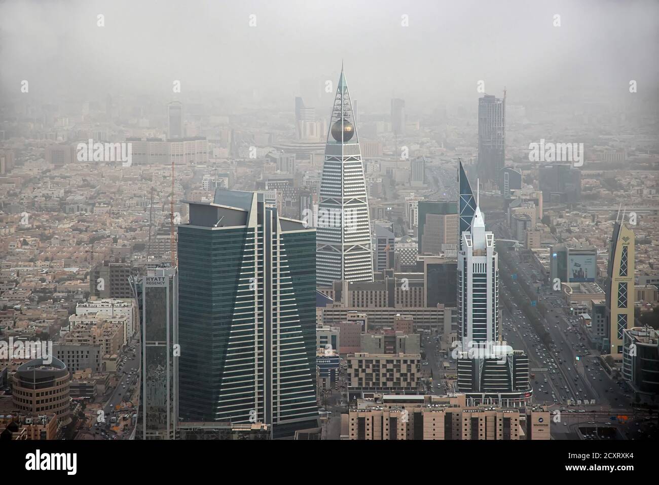 The view on downtown from Sky bridge in Kingdom Centre, Burj Al-Mamlaka ...