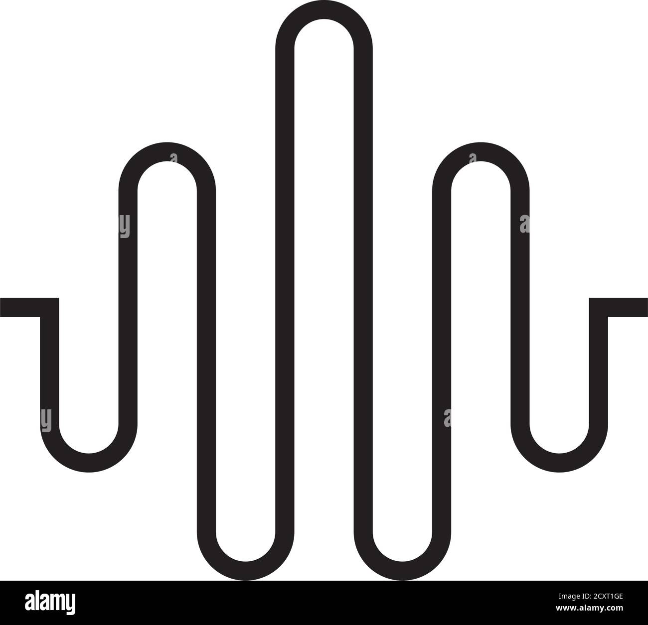 high frequency sound waves over white background, vector illustration ...