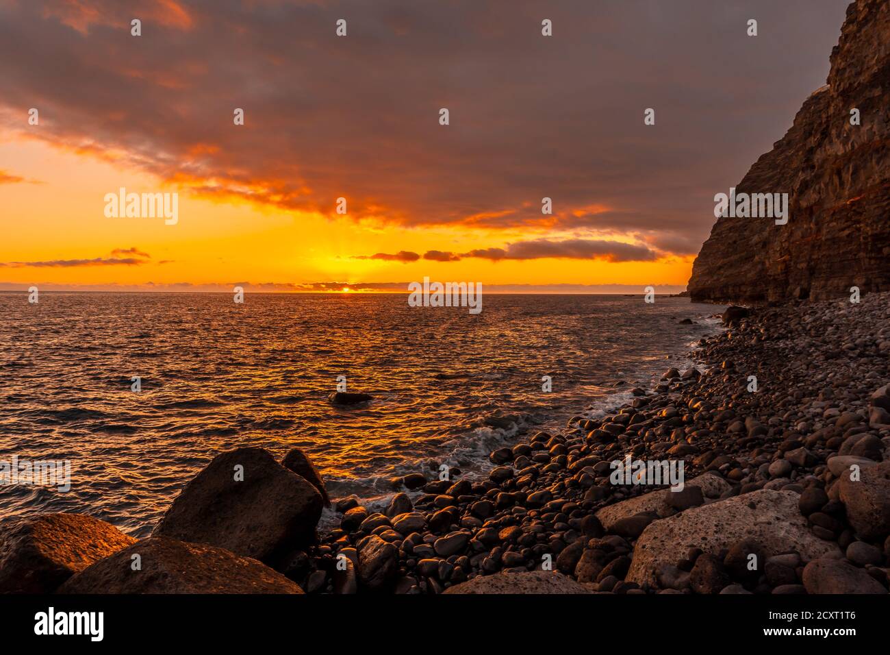 Breathtaking sunset at the beaches of the Canary Islands Stock Photo ...