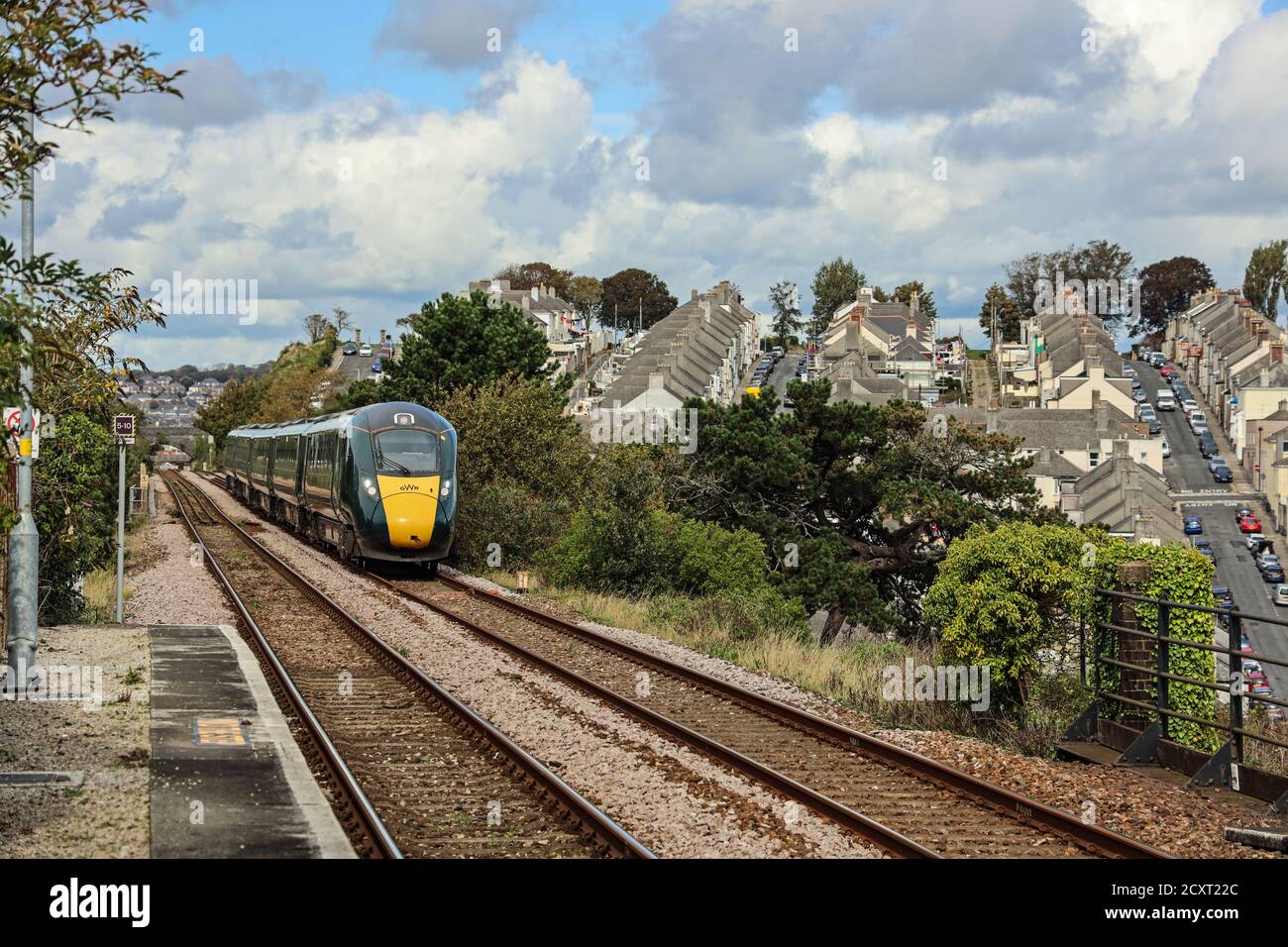 A GWR Hitachi Class 800 train on the St Levan Viaduct in Plymouth Stock ...