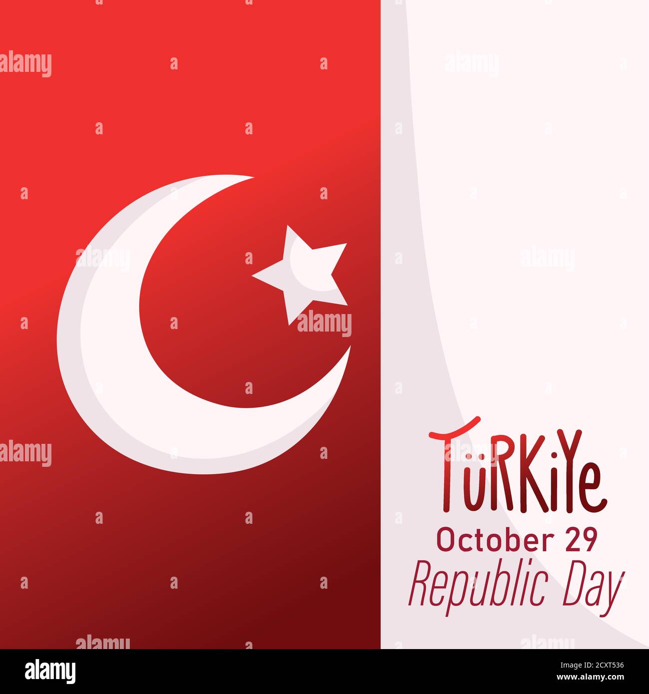 turkey republic day, flag national emblem with shadow card vector ...
