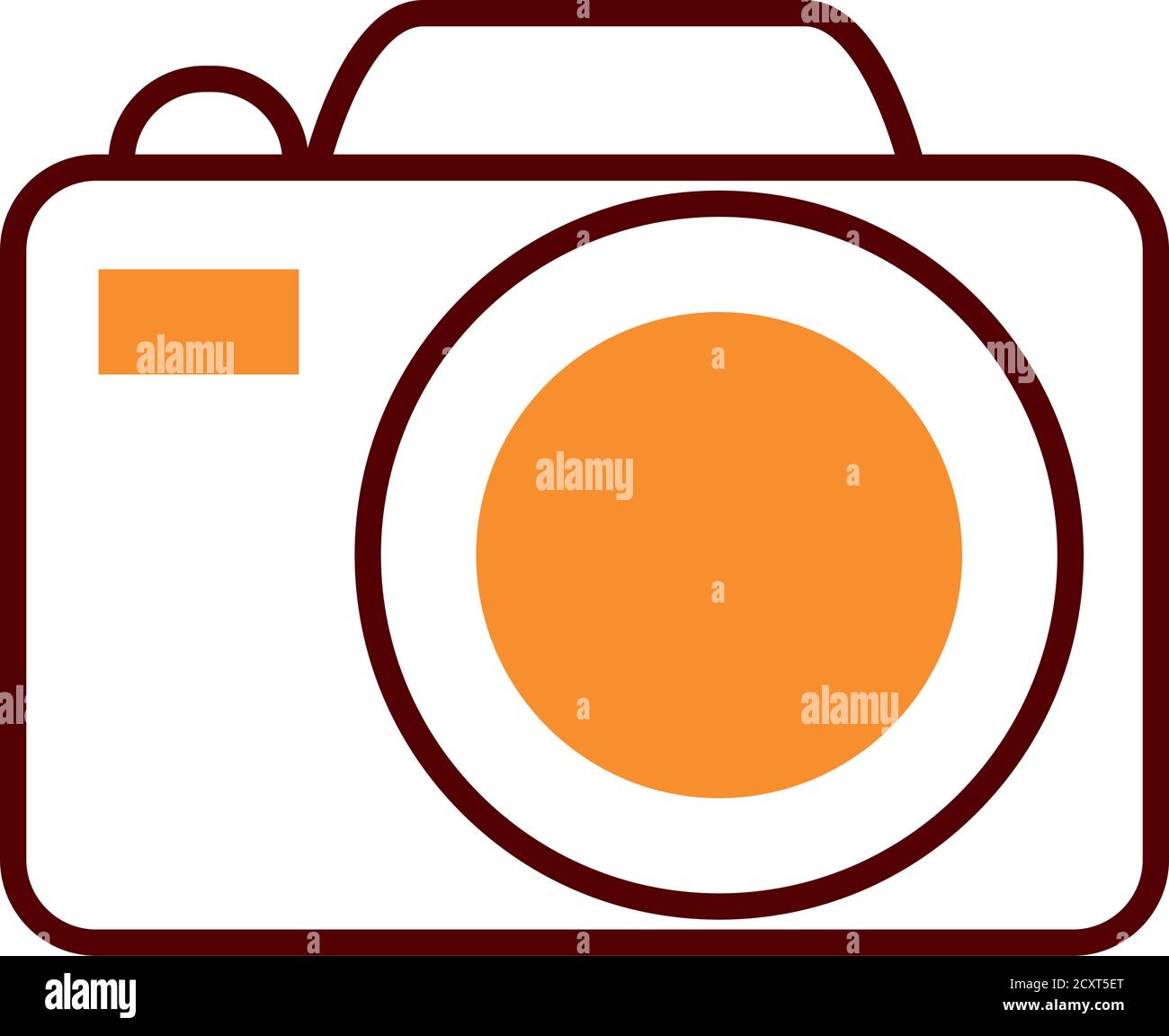 photographic camera icon over white background, half line half color ...