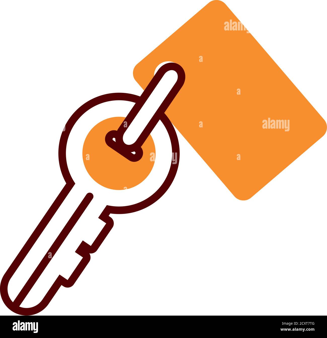 key with tag icon over white background, half line half color style ...