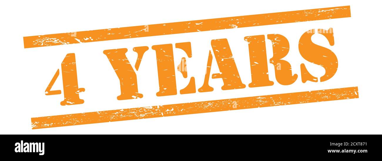 4 YEARS text on orange grungy vintage rubber stamp Stock Photo - Alamy