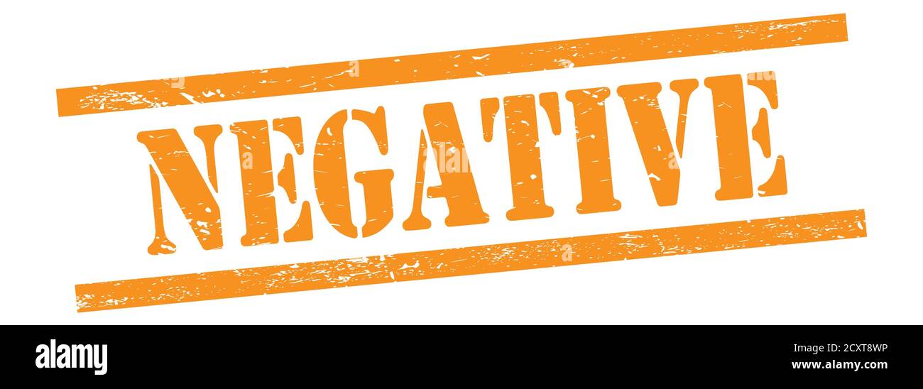 NEGATIVE text on orange grungy vintage rubber stamp Stock Photo - Alamy