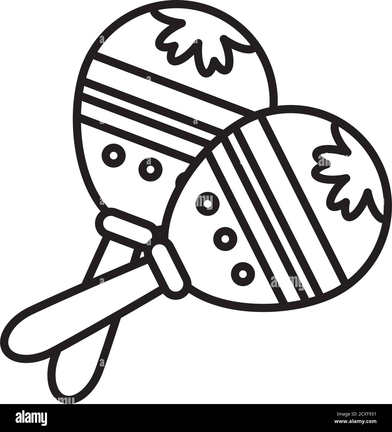 mexican maracas icon over white background, line style, vector ...
