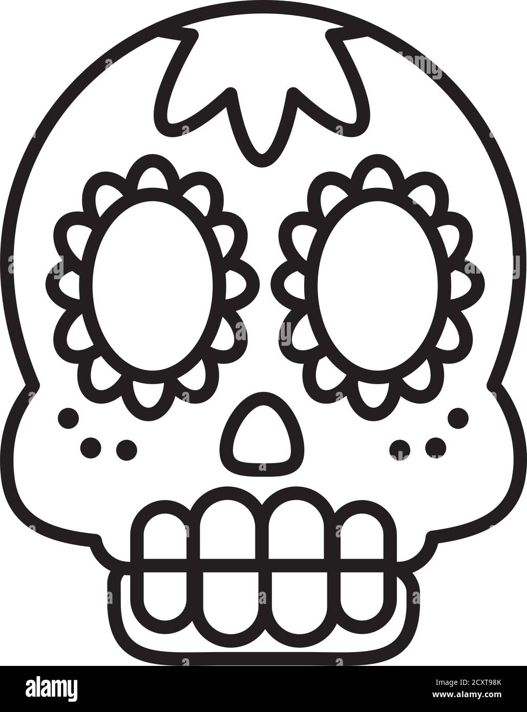 sugar skull icon over white background, line style, vector illustration ...