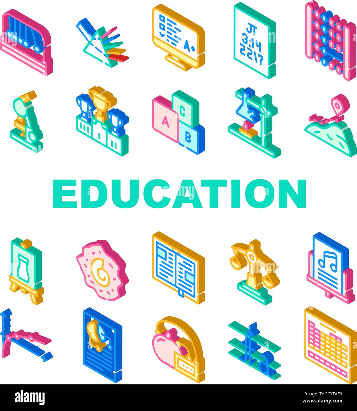 Education Science Collection Icons Set Vector Illustrations Stock ...