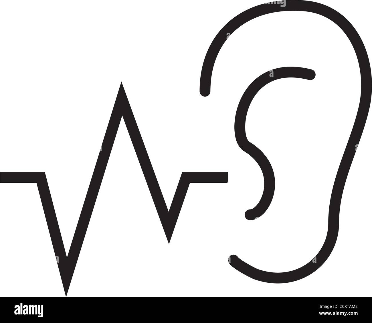 ear shape and sound wave icon over white background, vector ...