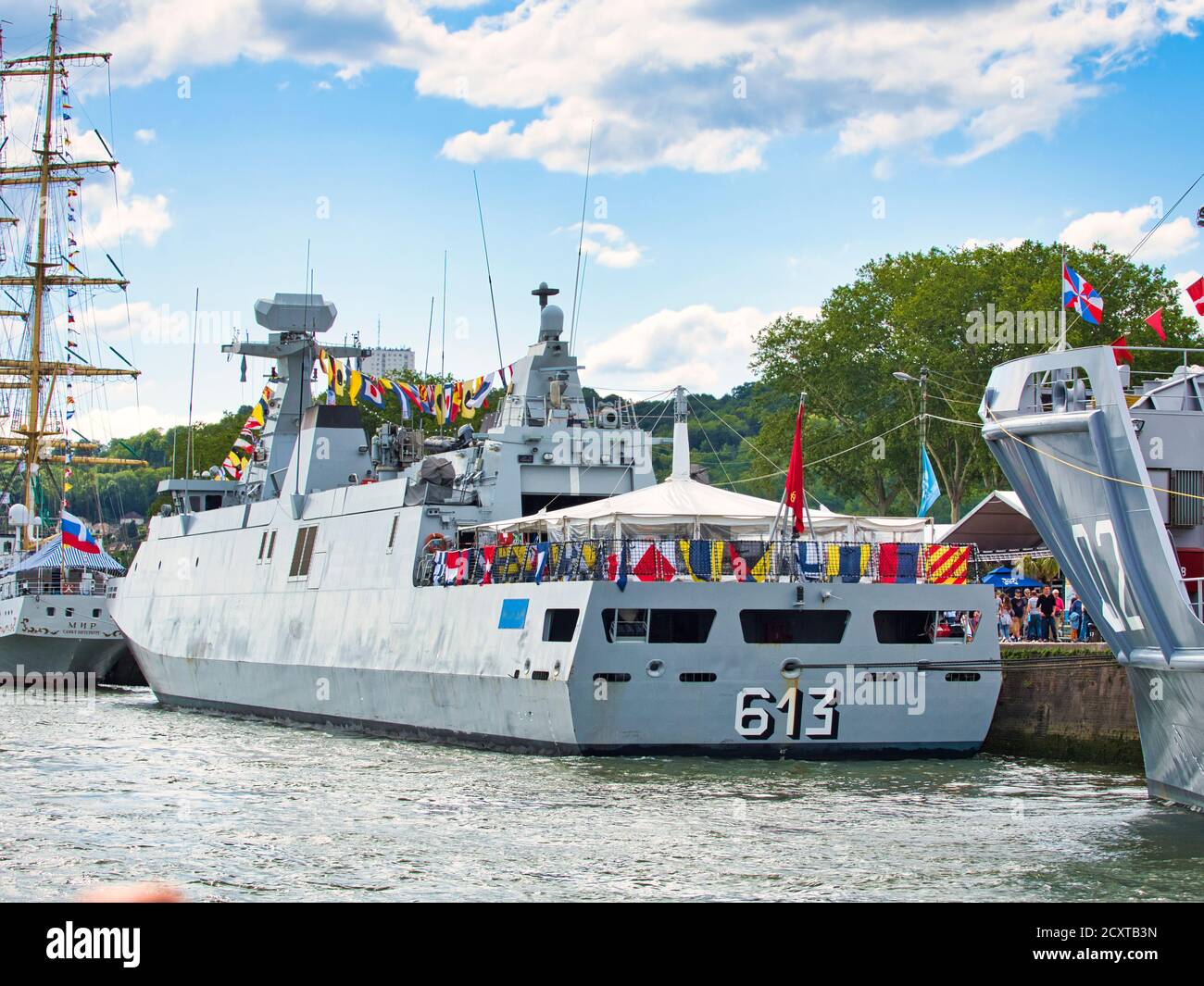 ROUEN, FRANCE JUNE Circa, 2019. Tarik Ben Ziyad frigate boat from ...