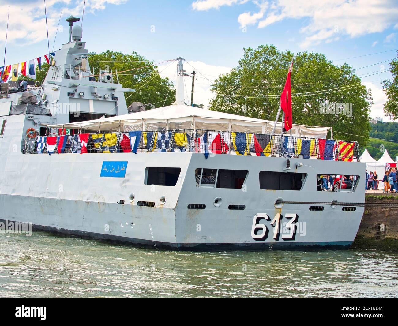 ROUEN, FRANCE JUNE Circa, 2019. Part of the Tarik Ben Ziyad frigate ...