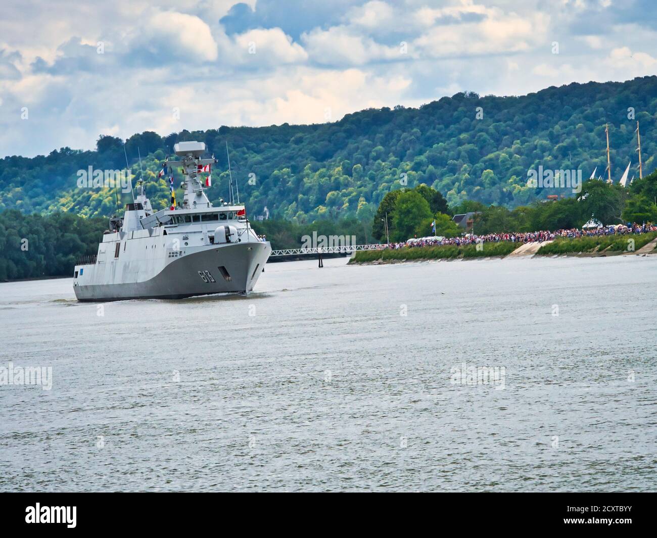 ROUEN, FRANCE JUNE Circa, 2019. Tarik Ben Ziyad frigate boat from ...