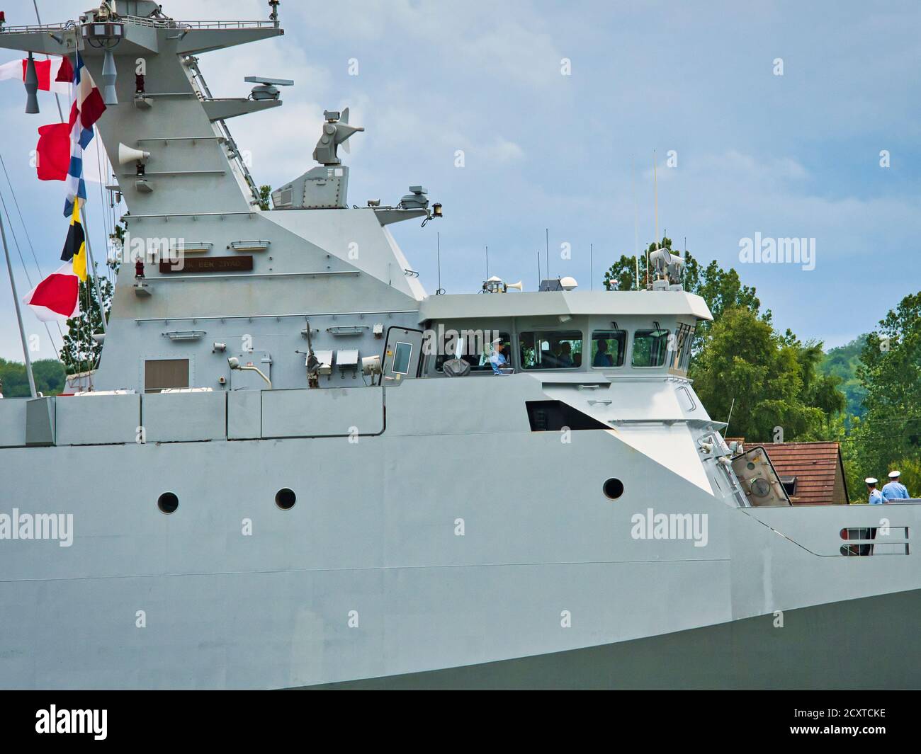 ROUEN, FRANCE JUNE Circa, 2019. Part of the Tarik Ben Ziyad frigate ...