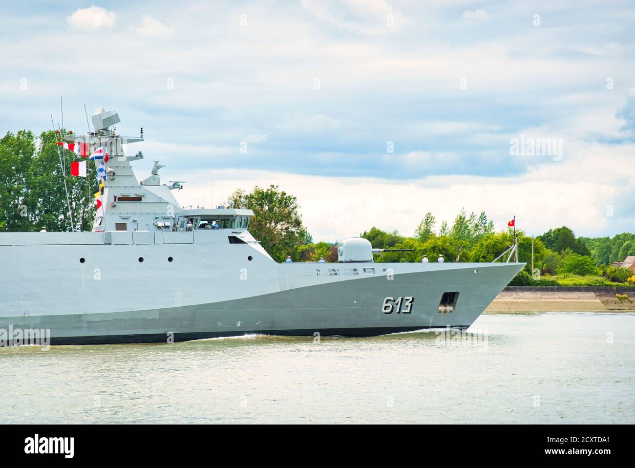 ROUEN, FRANCE JUNE Circa, 2019. Part of the Tarik Ben Ziyad frigate ...